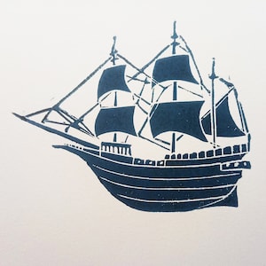 Linocut Boat - Original Art Print, Seascape, Limited Edition, Hand ...