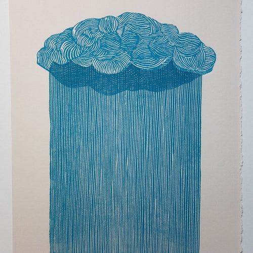 Linocut Cloud Original Art Print Nature Wall Art Limited - Etsy