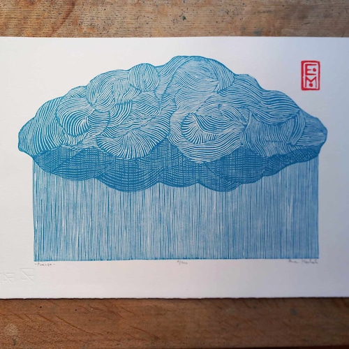 Sea Print / Ocean Waves Linocut Blue Lino Art - Etsy