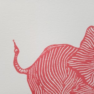 Linocut Print Small Elephant - Original Art Print, African Animals ...