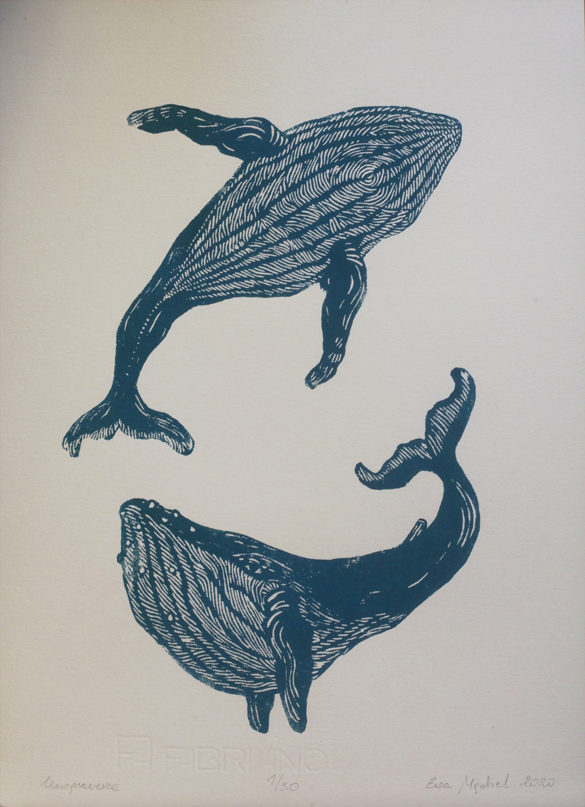 Linocut Print Whales Original Art Print Nature Wall Art - Etsy