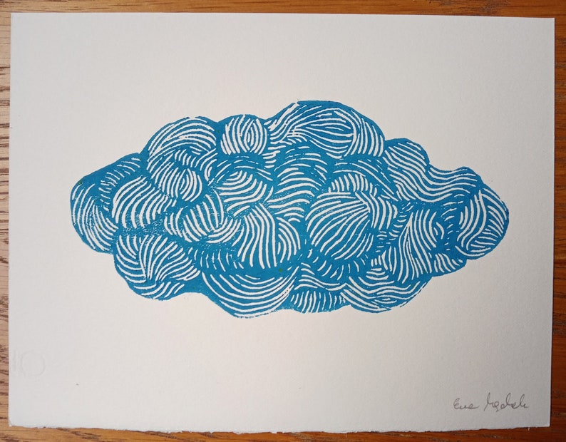 Linocut Cloud Original Art Print Nature Wall Art Limited - Etsy