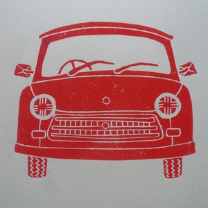 Linocut Cars Original Art Print, Vintage Automobile, Hand Carved and ...