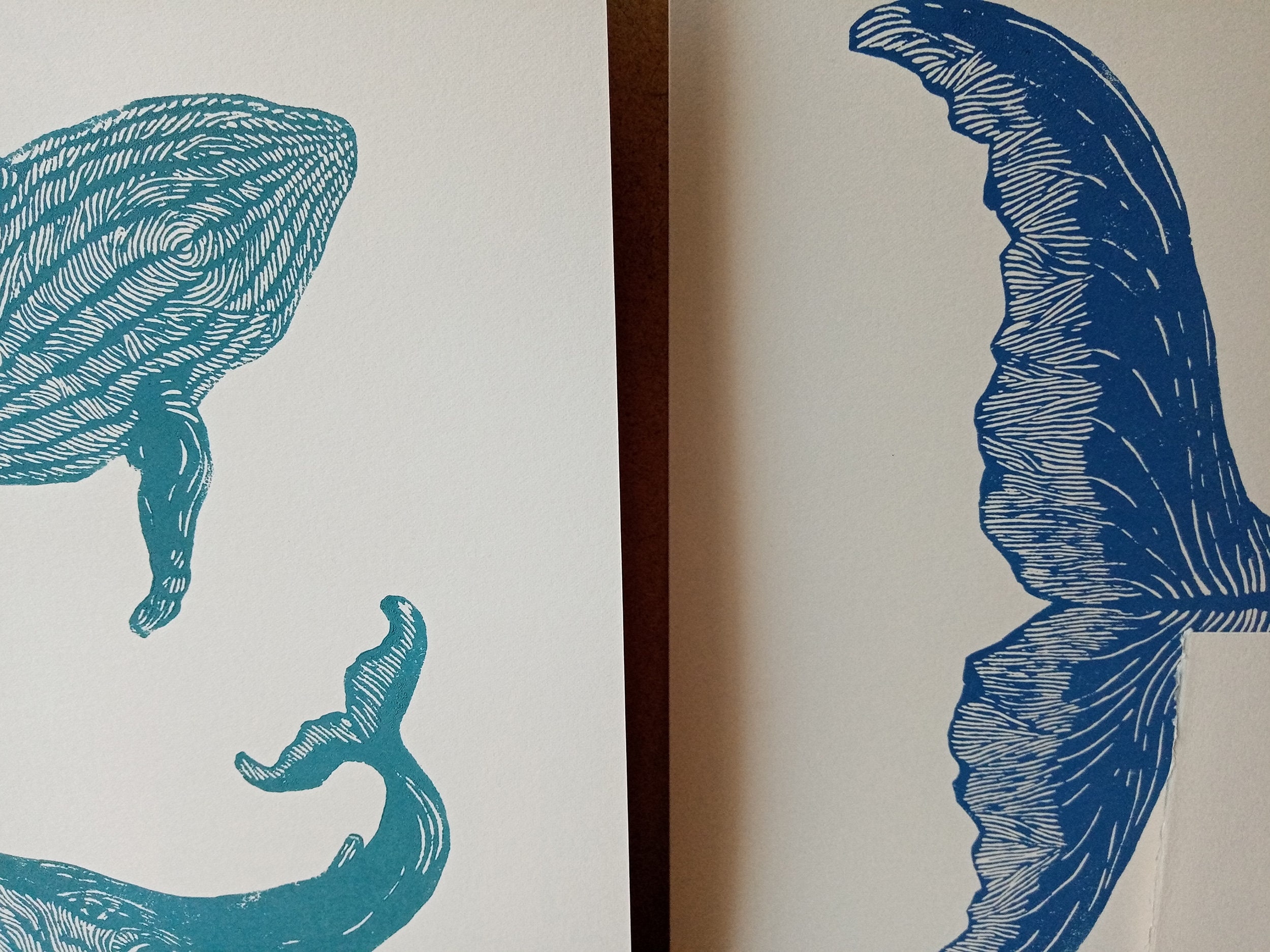 Linocut Fin Whale - Original Art Print, Engraved and Printed by Hand ...