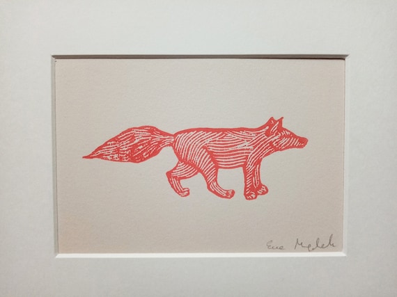 Linocut Forest Animals Set of 3 Print Original Art Print - Etsy