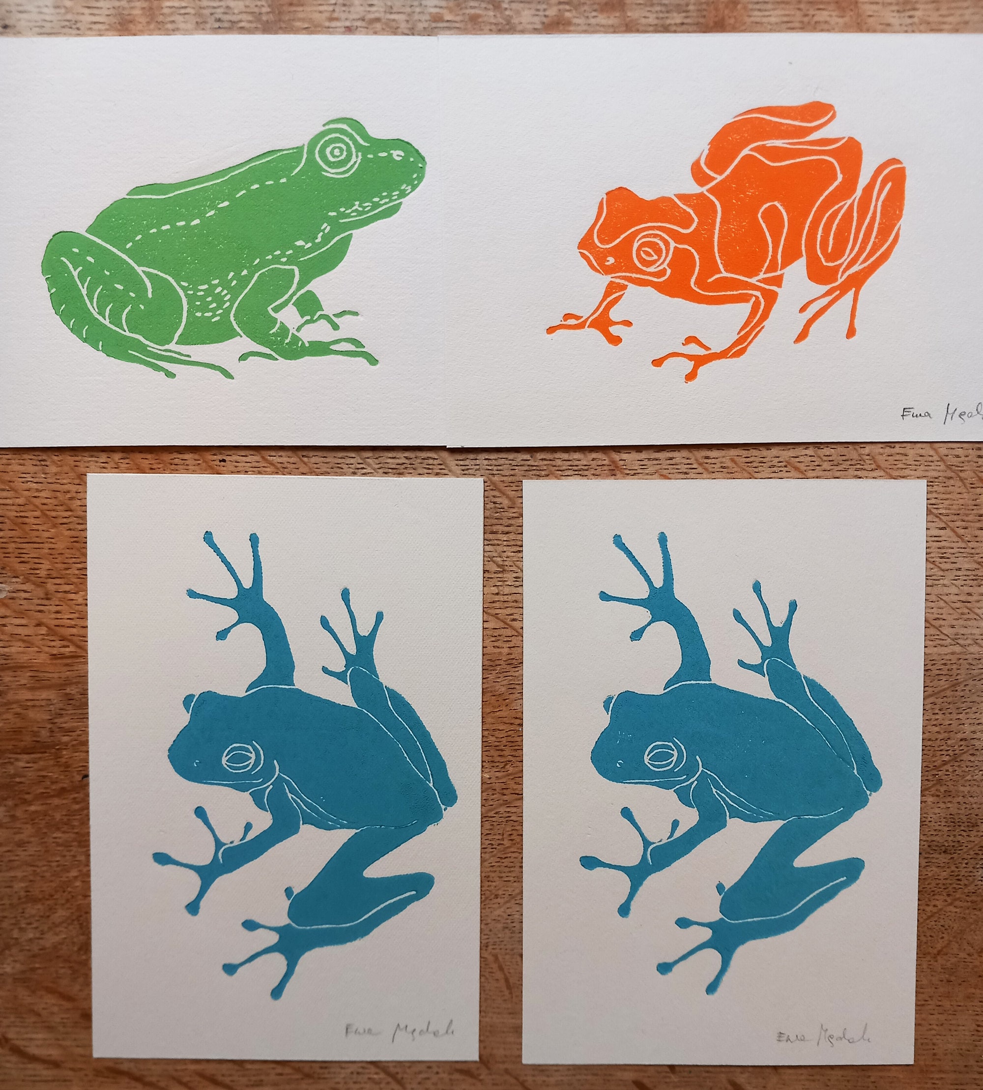 Linocut Orange Frog Original Art Print Nature Wall Art - Etsy