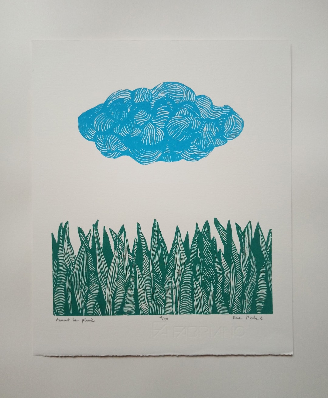 Linocut Before the Rain, Original Art Print, Minimalist Landscape ...
