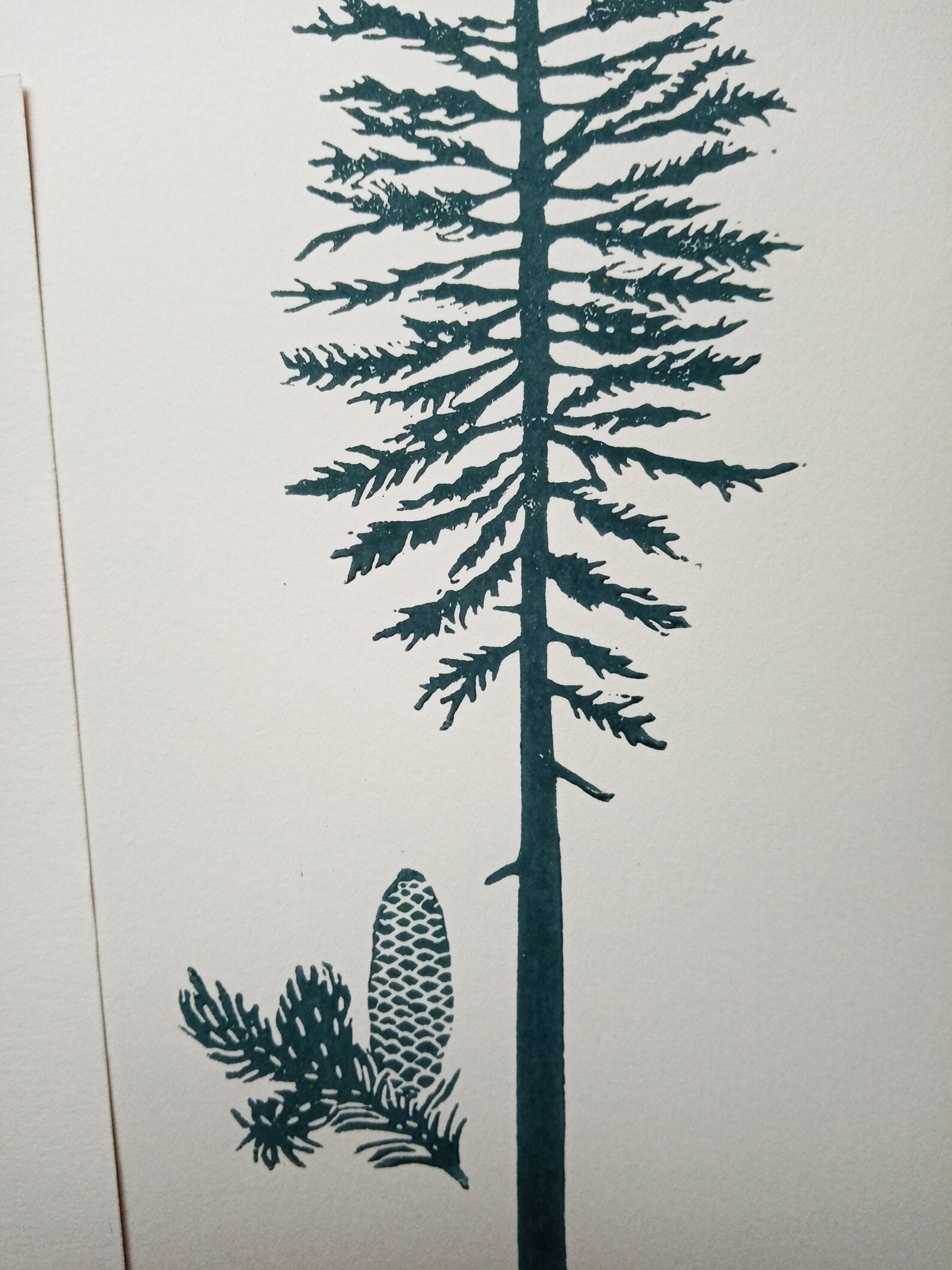 Linocut Fir Original Art Print, Botanical Illustration, Housewarming ...