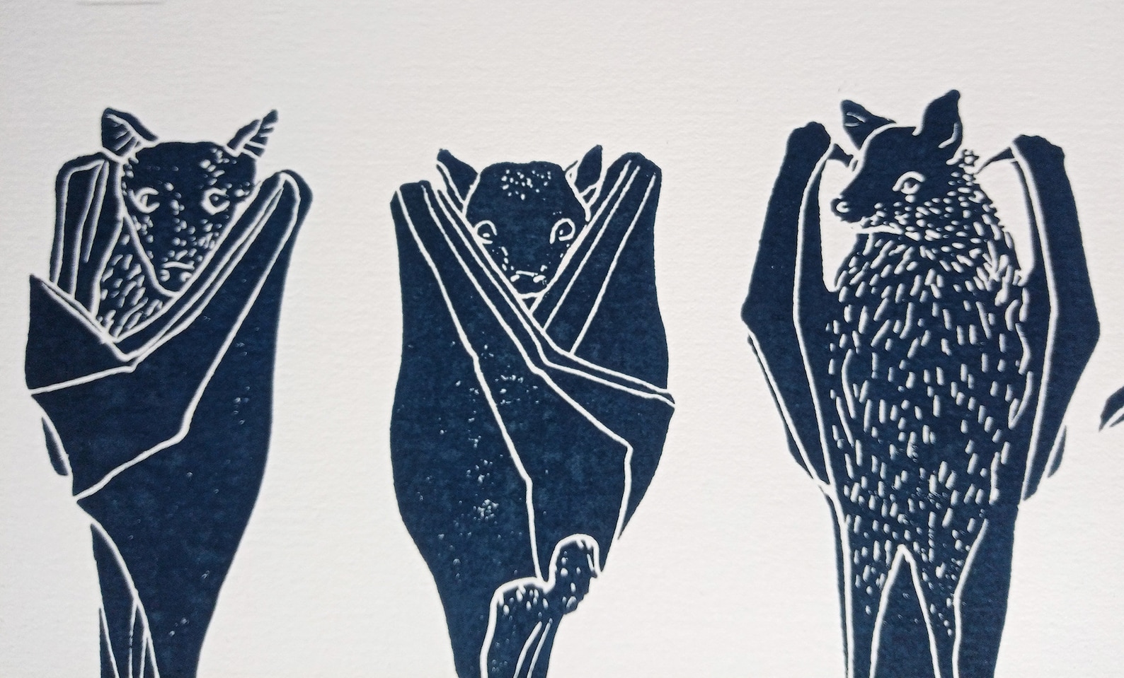 Linocut Sleeping Bats - Original Art Print Hand Carved and Printed ...
