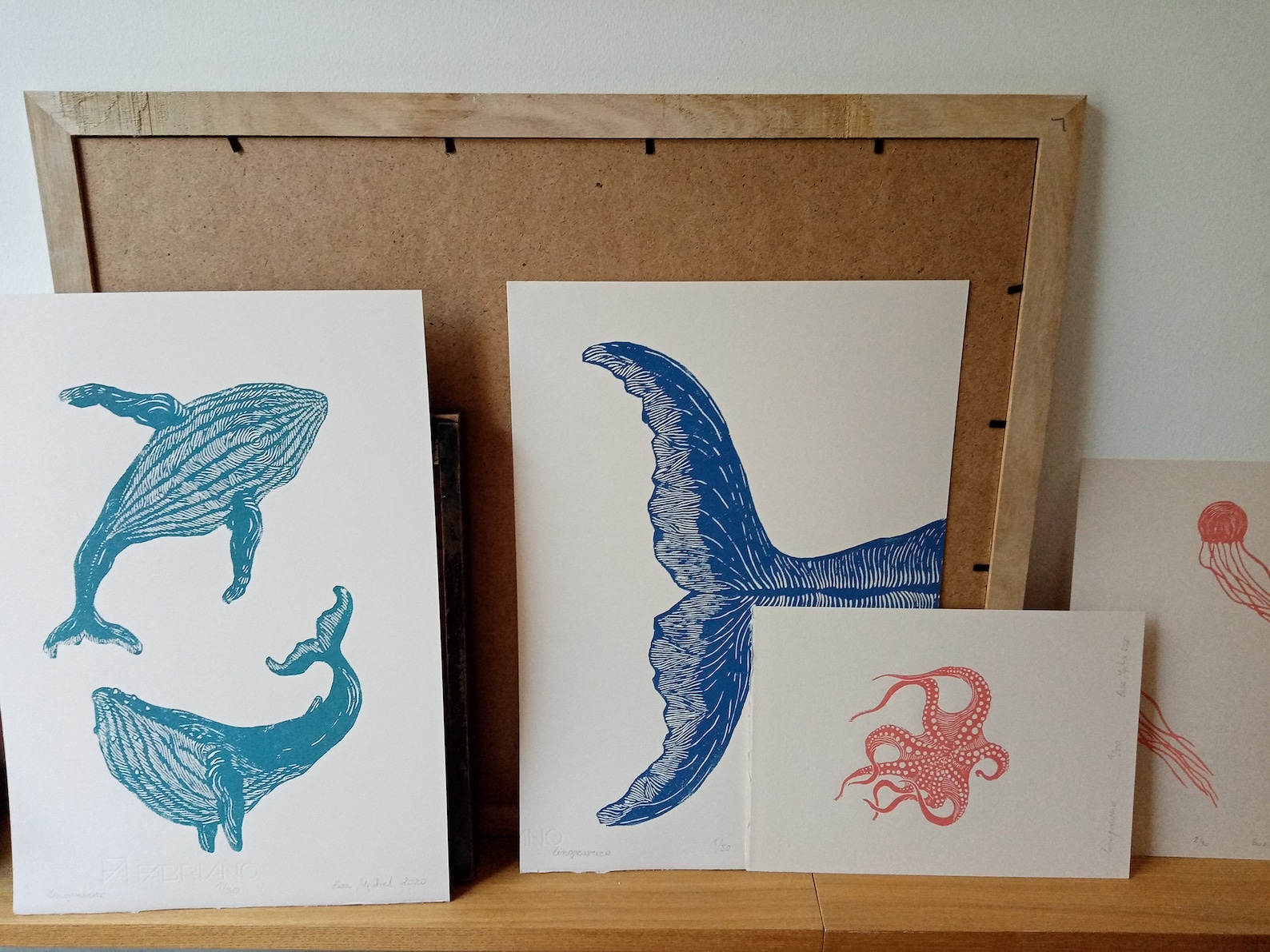 Linocut Fin Whale - Original Art Print, Engraved and Printed by Hand ...
