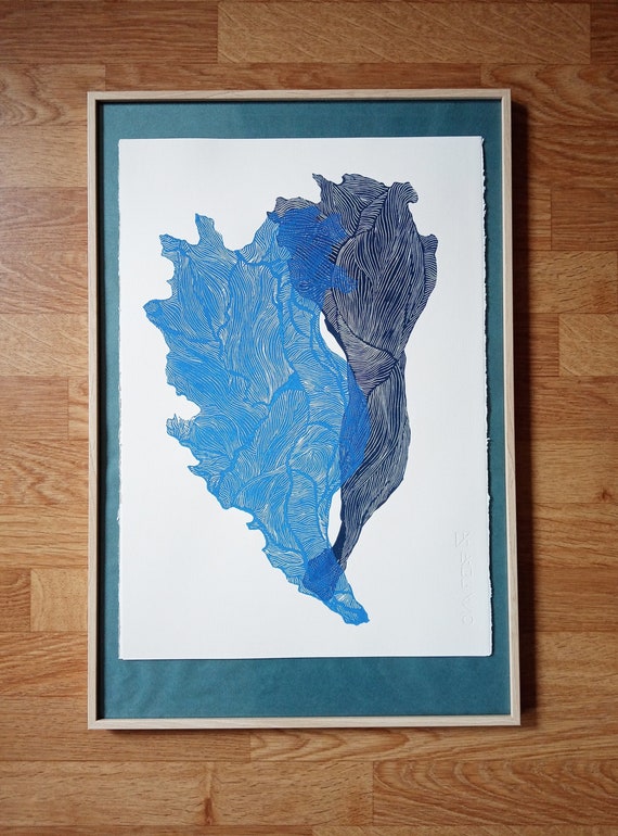 Linocut Seashells Original Art Print Abstract Contemporary - Etsy