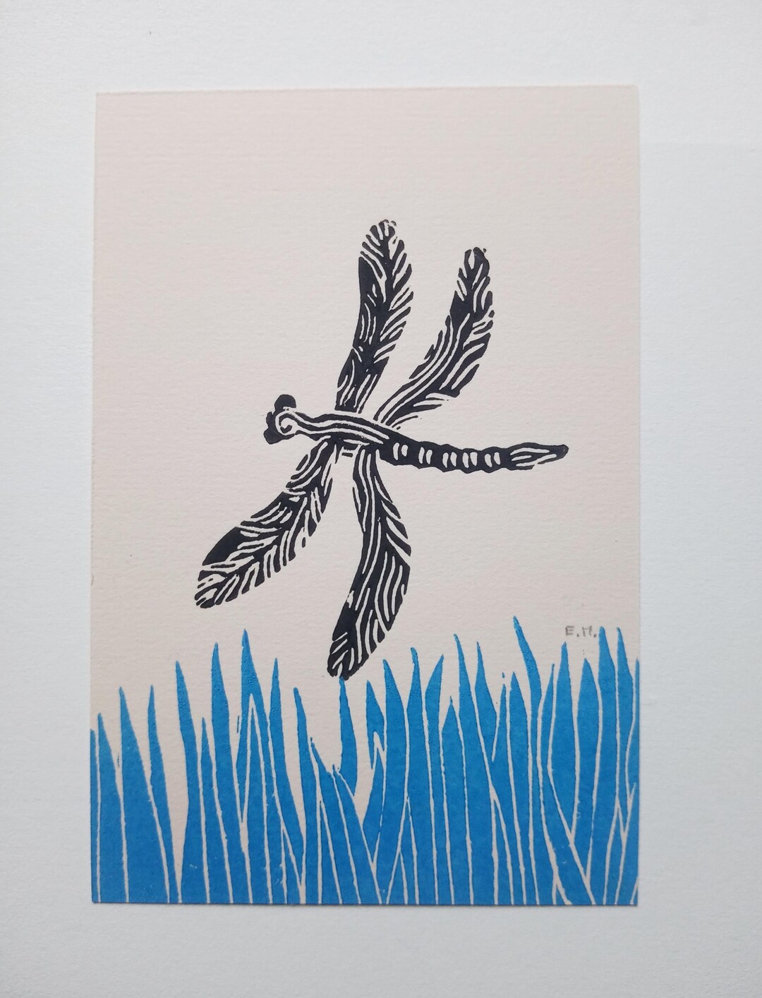 Linocut Dragonfly, Original Art Print, Cabinet of Curiosities, Insect ...