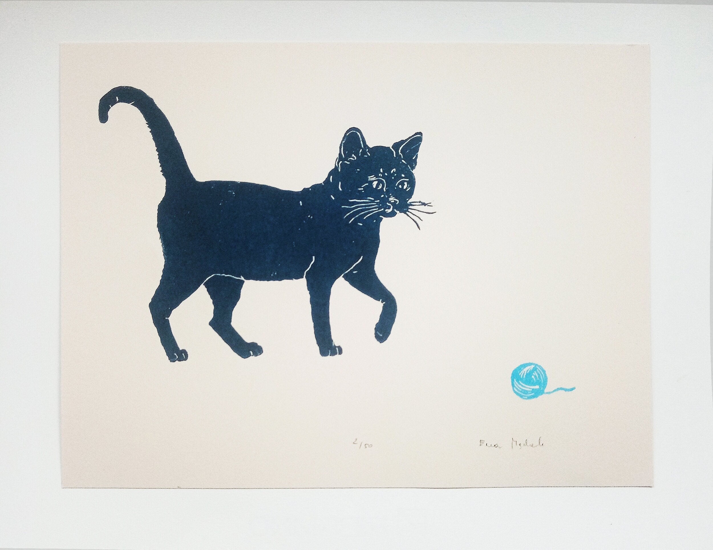 Linocut Cat Original Art Print Signed and Numbered by the - Etsy