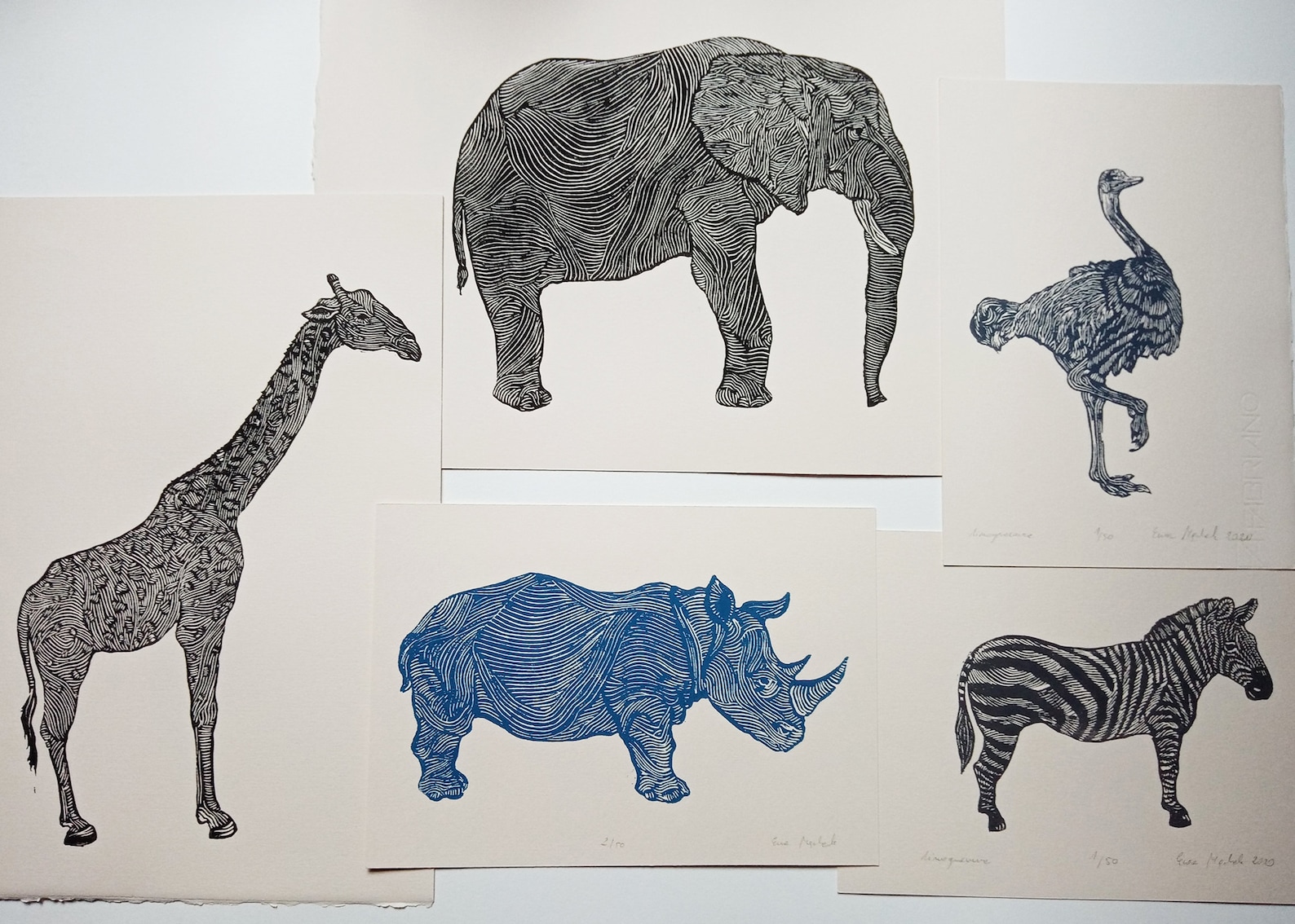 Linocut Elephant - Original Art Print, Savannah Animals, Nature Wall ...