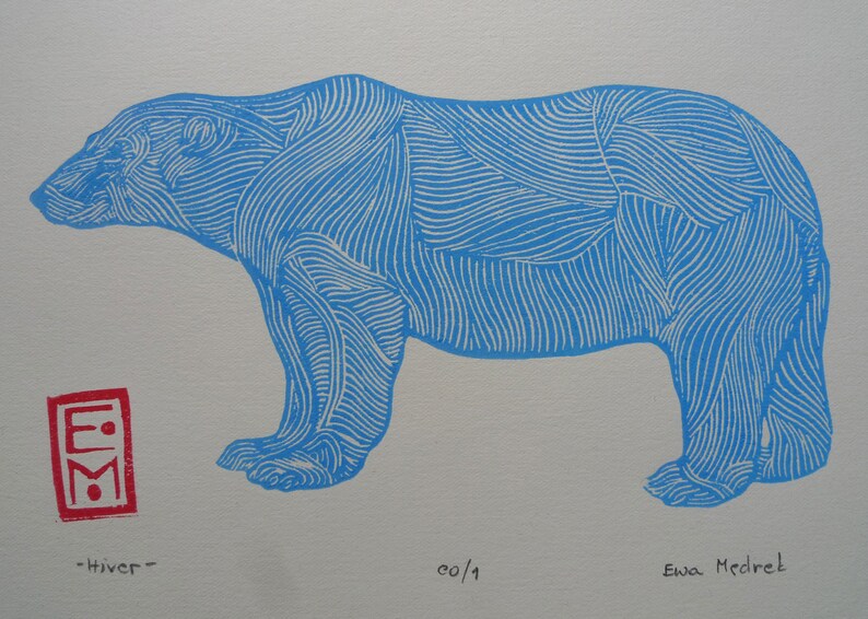 Linocut Winter, Original Art Print, Hand Carved and Hand Printed ...