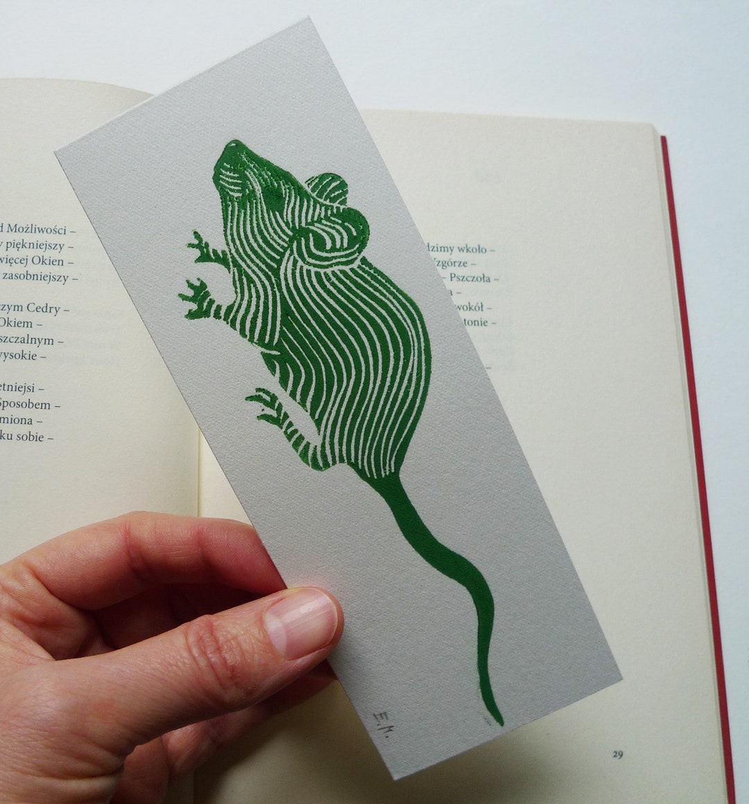 Bookmark Mouse - Linocut, Original Art Print, Nature Art, Animal, Hand ...