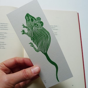 Bookmark Mouse - Linocut, Original Art Print, Nature Art, Animal, Hand ...