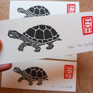 Turtle Bookmark-linocut, Original Art Print, Nature Art, Zoological ...