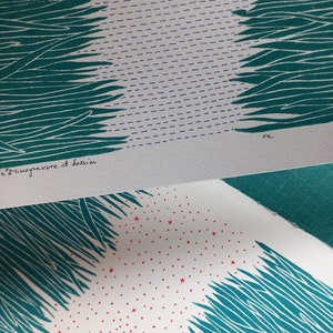 Linocut and Drawing "in the Grass No.2", Original Artwork, Mixed Media ...