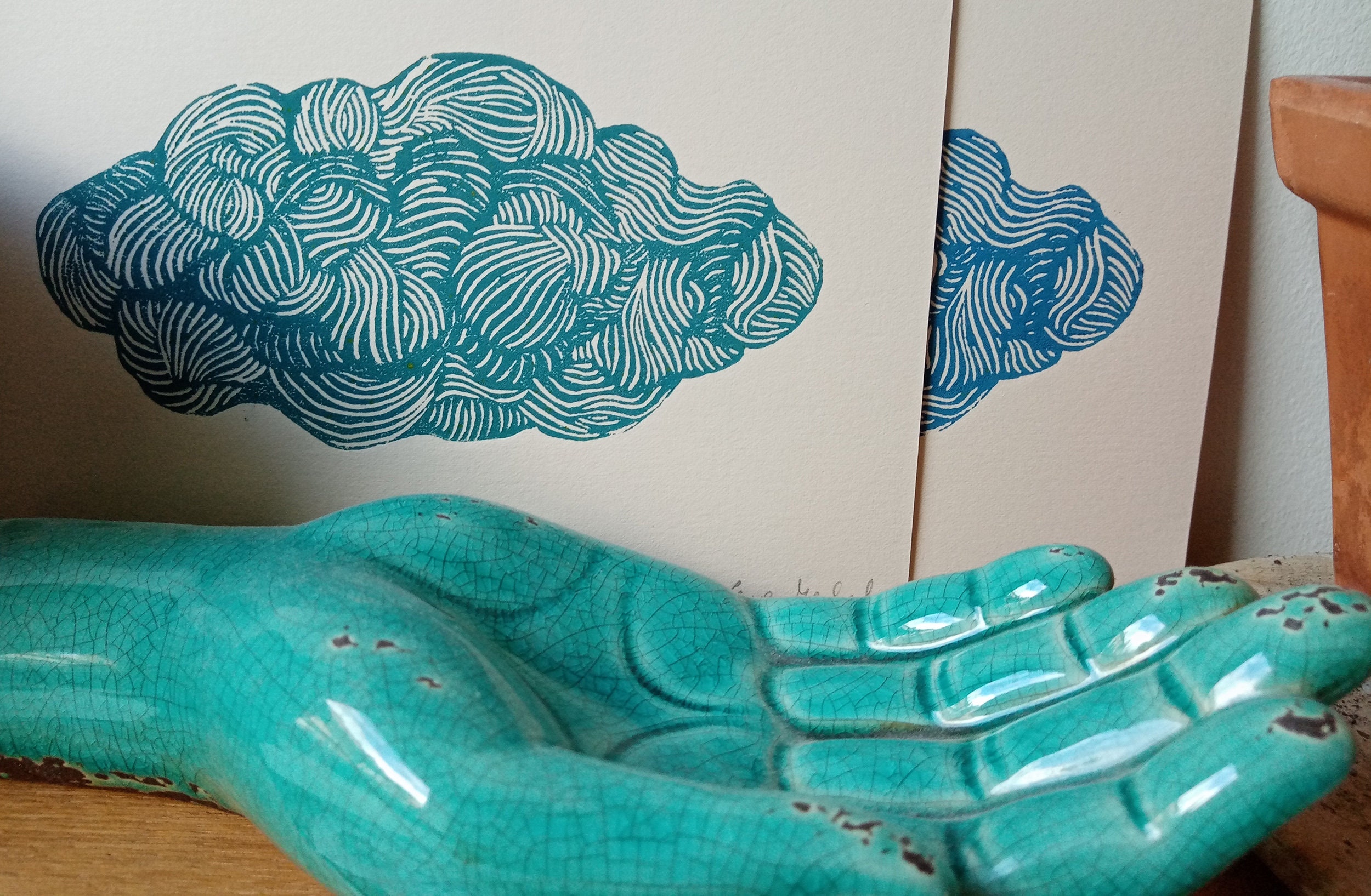 Linocut Cloud Original Art Print Nature Wall Art Limited - Etsy