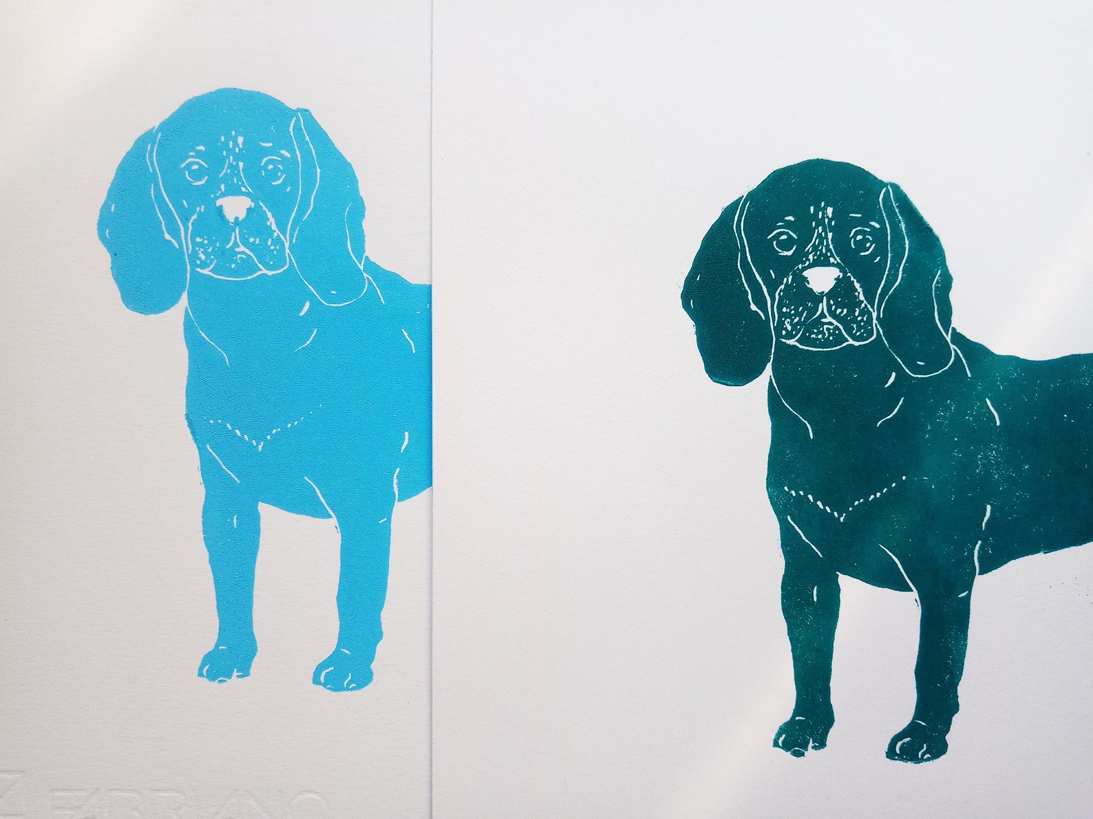 Linocut Dog, Original Art Print, Signed and Numbered by Artist ...