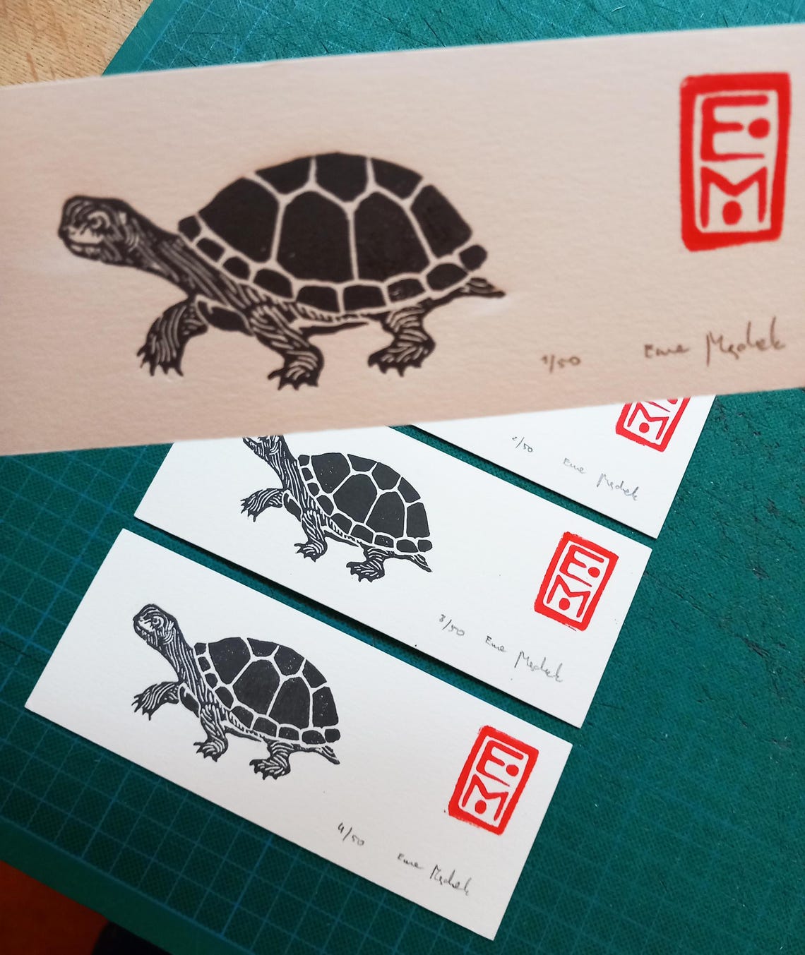 Turtle Bookmark-linocut, Original Art Print, Nature Art, Zoological ...