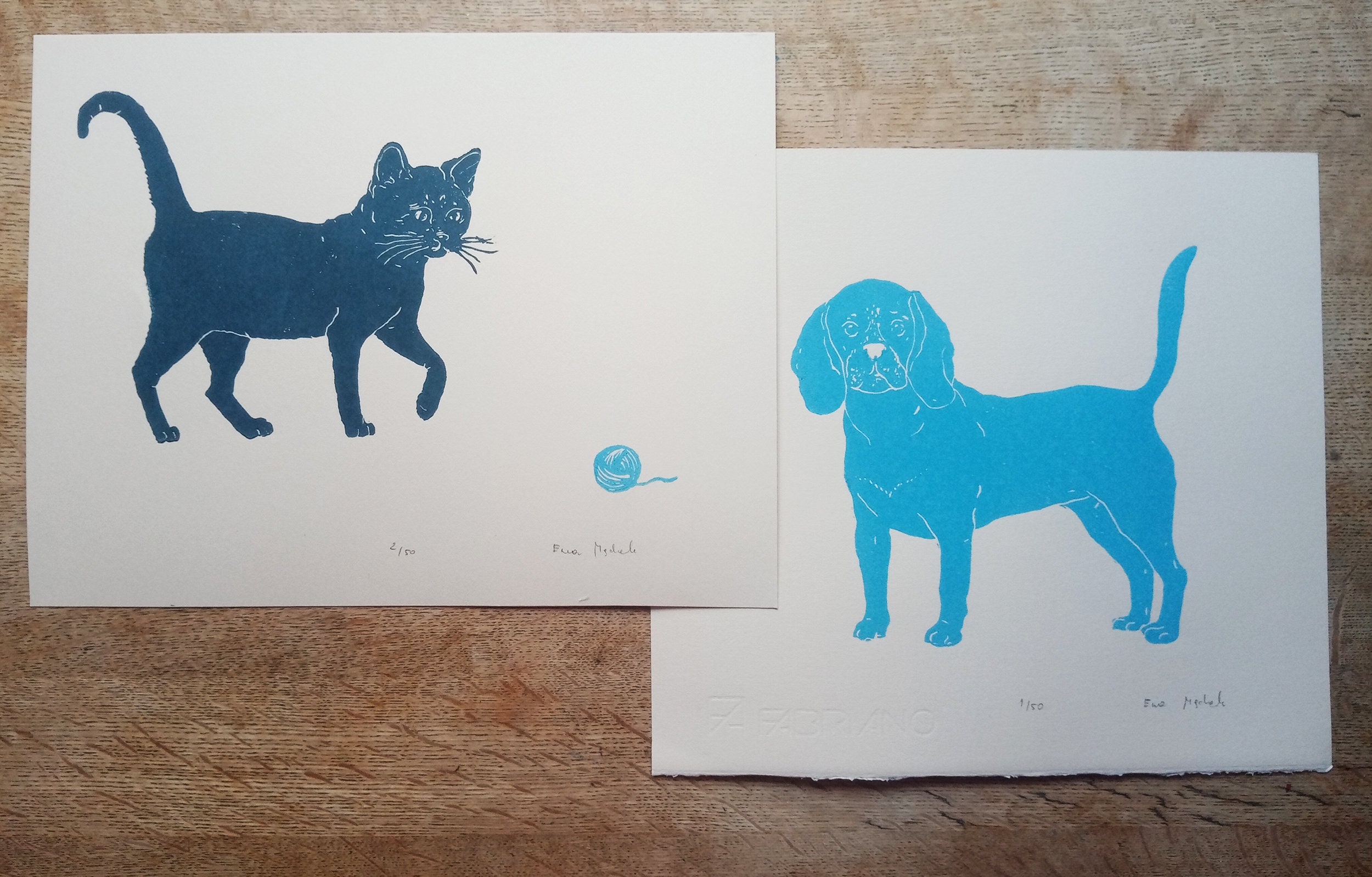 Linocut Cat Original Art Print Signed and Numbered by the - Etsy