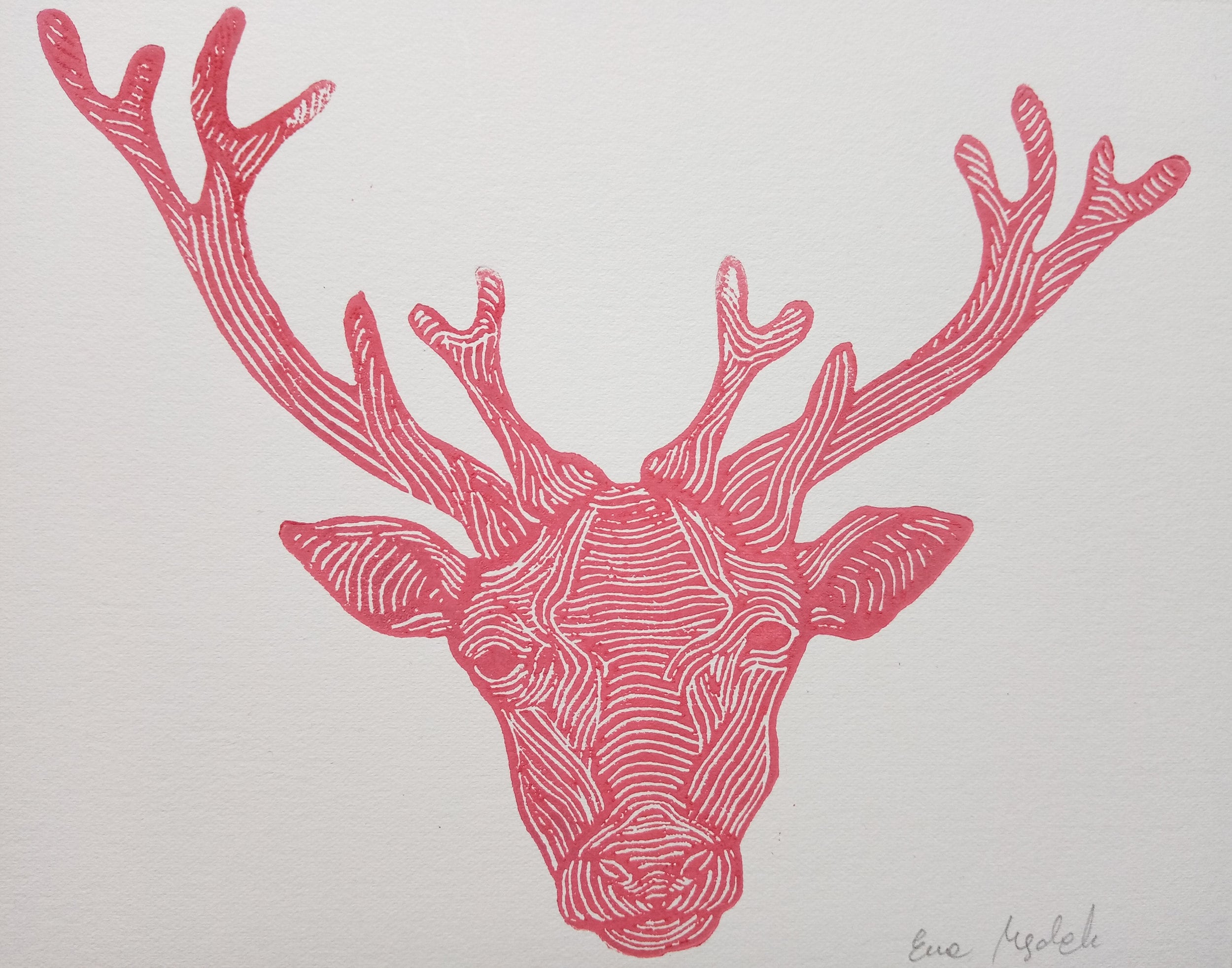 Linocut Reindeer Original Art Print Animal Art Nature Art - Etsy
