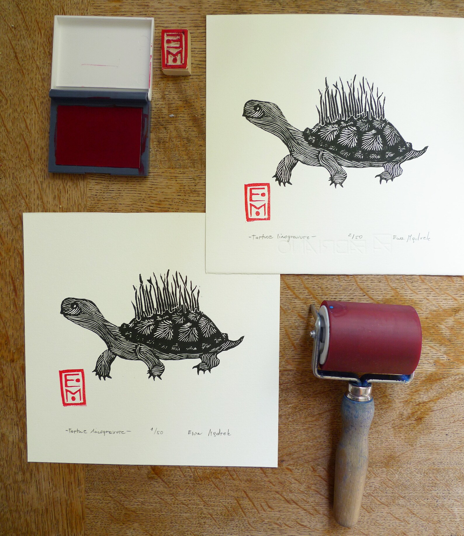 Linocut Turtle Original Art Print, Nature Artwork, Limited Edition ...