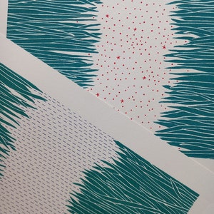 Linocut and Drawing "in the Grass No.2", Original Artwork, Mixed Media ...