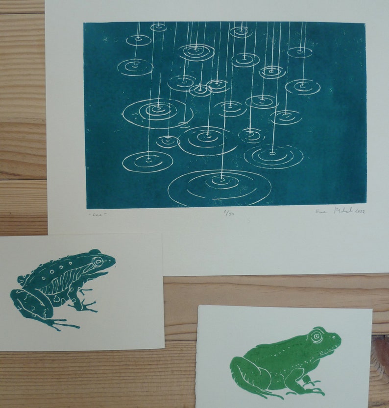 Linocut Print Lake Original Art Print Nature Wall Art - Etsy