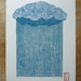 Linocut Heavy Rain - Original Art Print With a Red Monogram, Nature ...