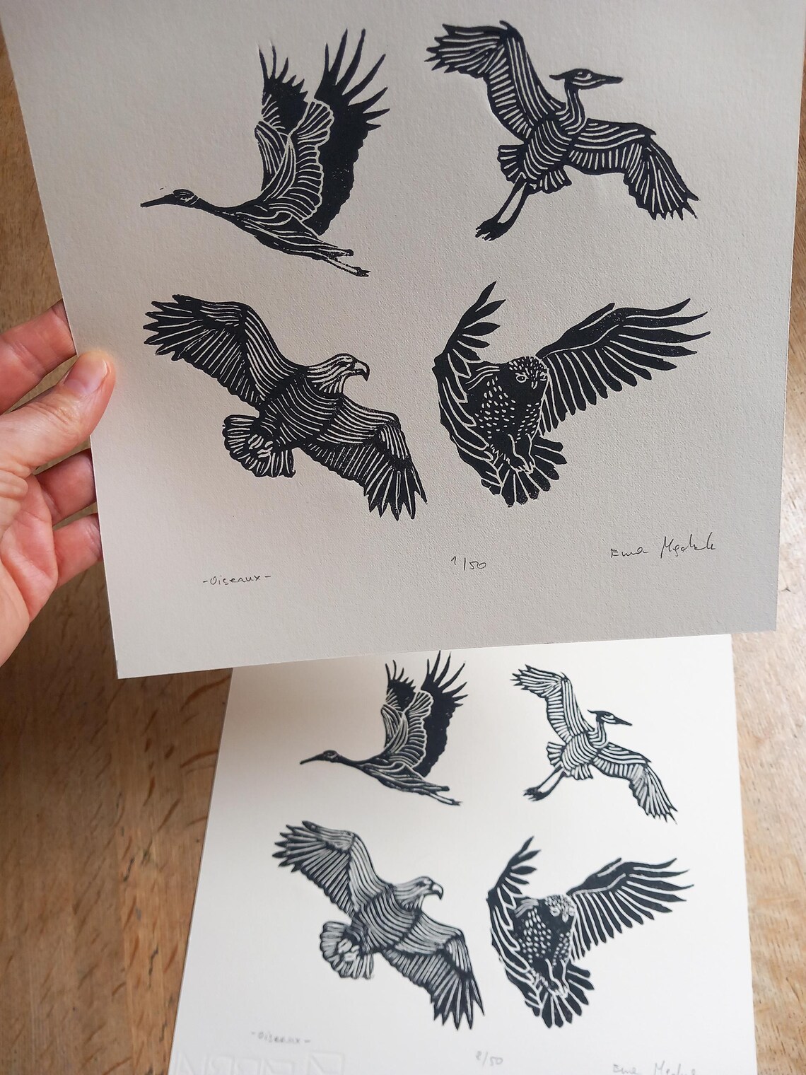 Linocut Birds, Original Art Print, Nature Art, Ornithological ...