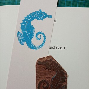 Bookmark Seahorse - Linocut, Original Art Print, Hand Carved and Hand ...