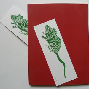 Bookmark Mouse - Linocut, Original Art Print, Nature Art, Animal, Hand ...