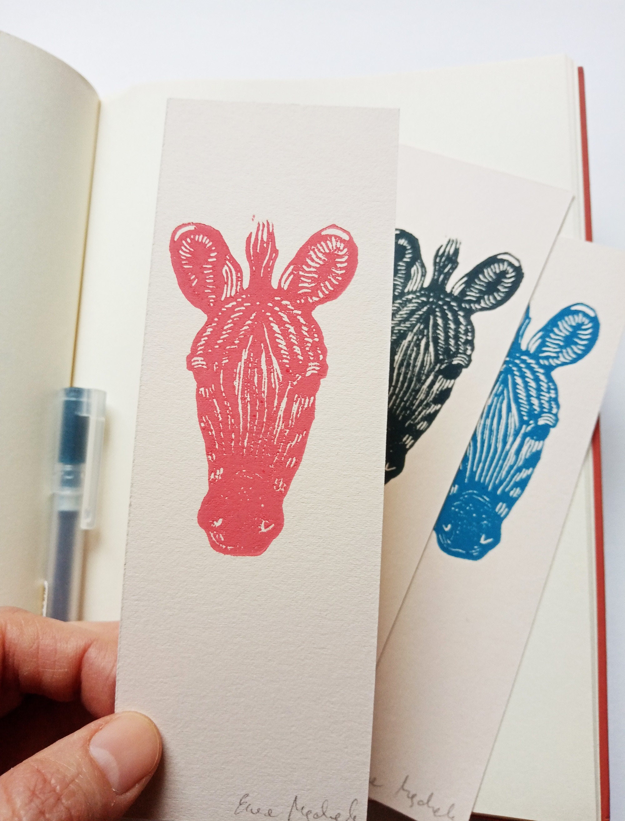 Bookmark Zebra Linocut Original Art Print African Animal - Etsy