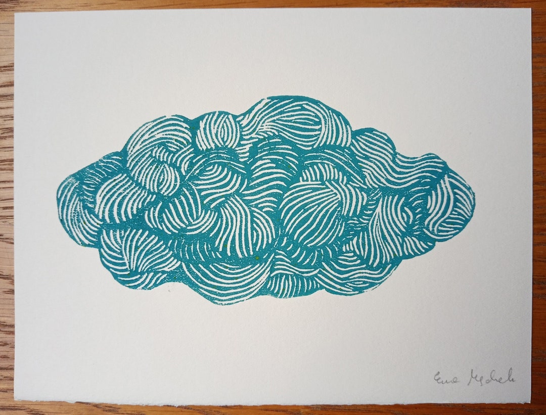 Linocut Cloud - Original Art Print, Nature Wall Art, Limited Edition ...