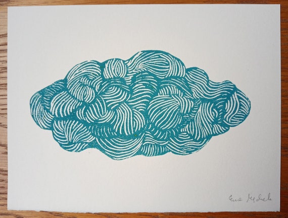 Linocut Cloud Original Art Print Nature Wall Art Limited - Etsy