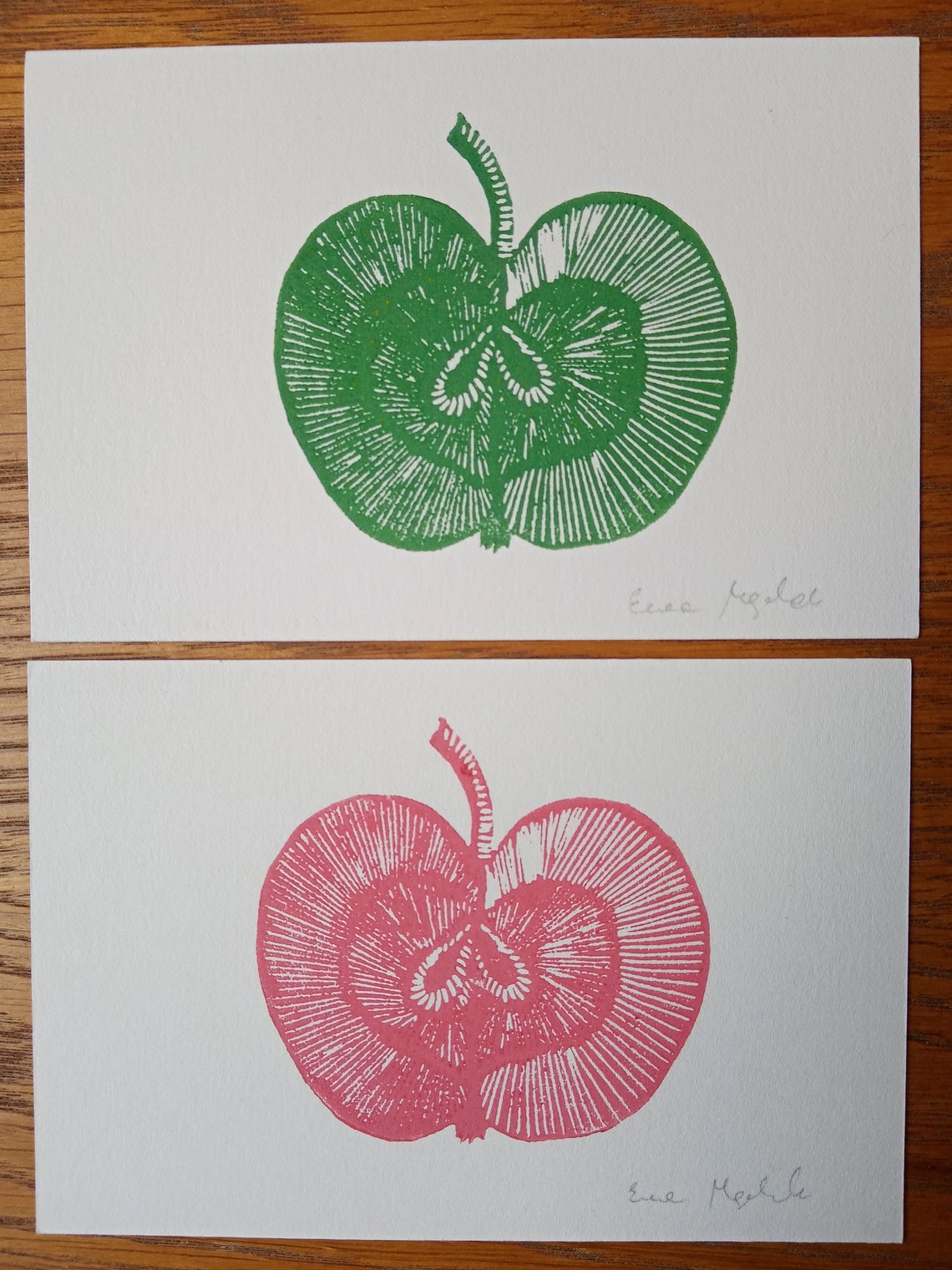 Linocut APPLE Original Art Print Hand Carved Hand Printed - Etsy
