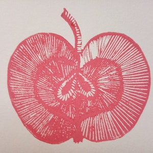Linocut APPLE, Original Art Print, Hand Carved, Hand Printed, Botanical ...