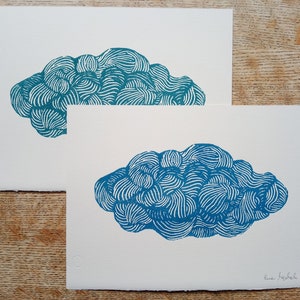 Linocut Cloud - Original Art Print, Nature Wall Art, Limited Edition ...