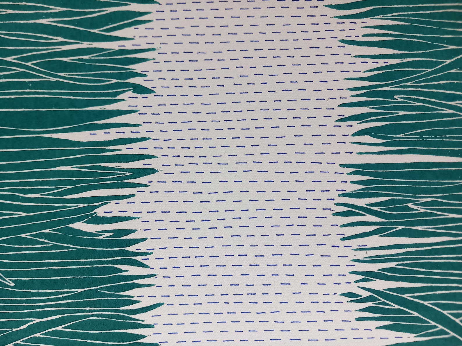 Linocut and Drawing "in the Grass No.2", Original Artwork, Mixed Media ...