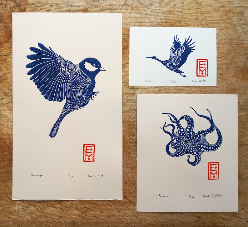 Linocut Ink Octopus Original Art Print Limited Edition - Etsy