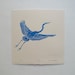 Linocut Crane Blue Bird, Original Art Print, Ready for Frame Nature Art ...