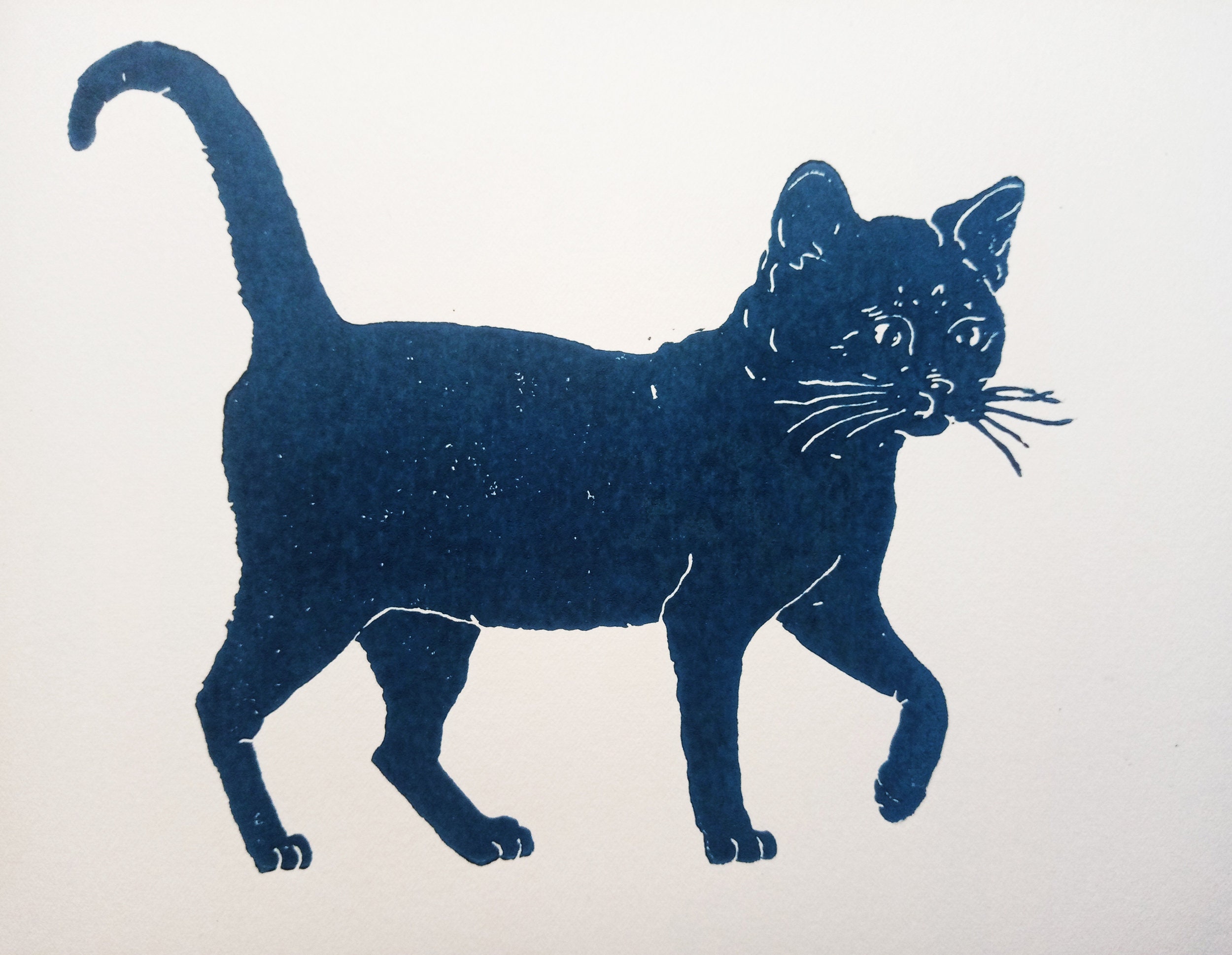 Linocut Cat Original Art Print Signed and Numbered by the - Etsy