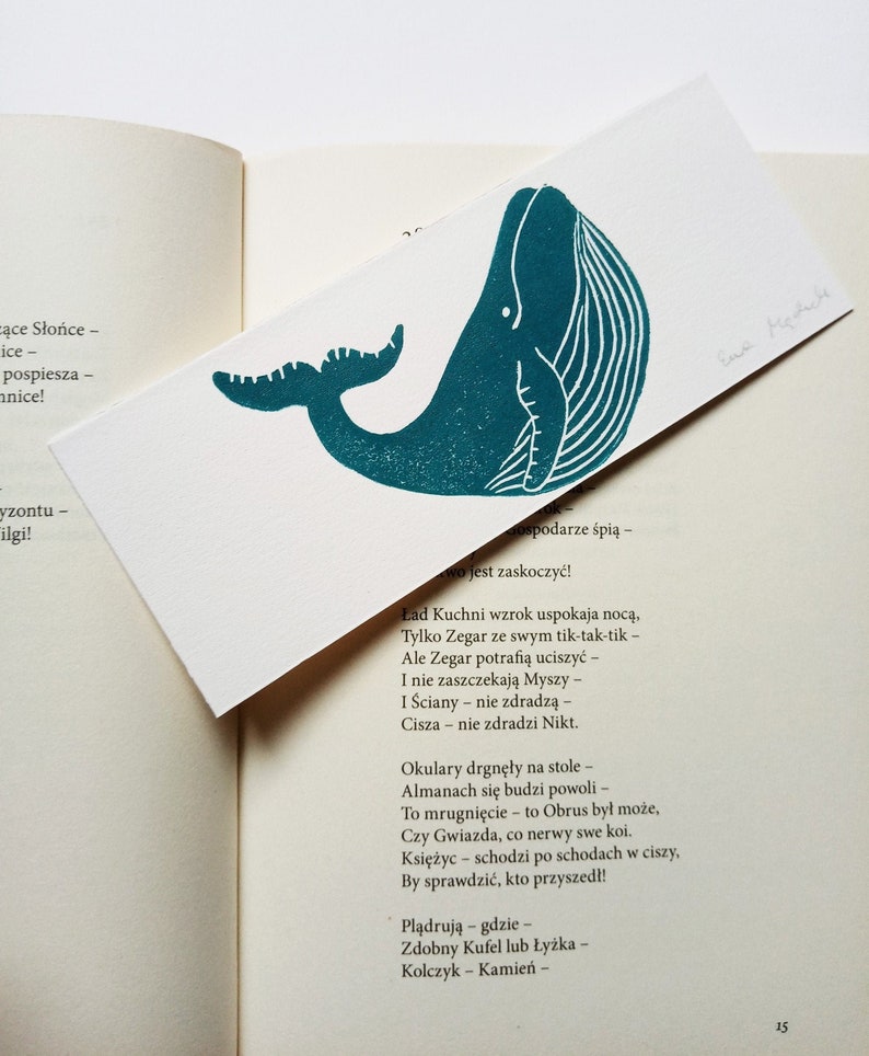Bookmark Whale - Original Art Print, Limited Edition, Hand Carved and ...