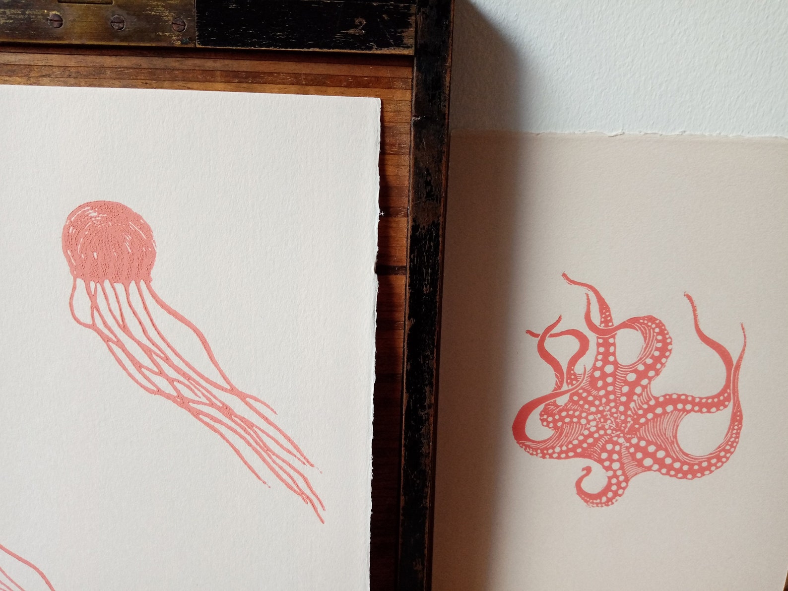 Linocut Octopus Original Art Print Marine Art Hand Carved - Etsy