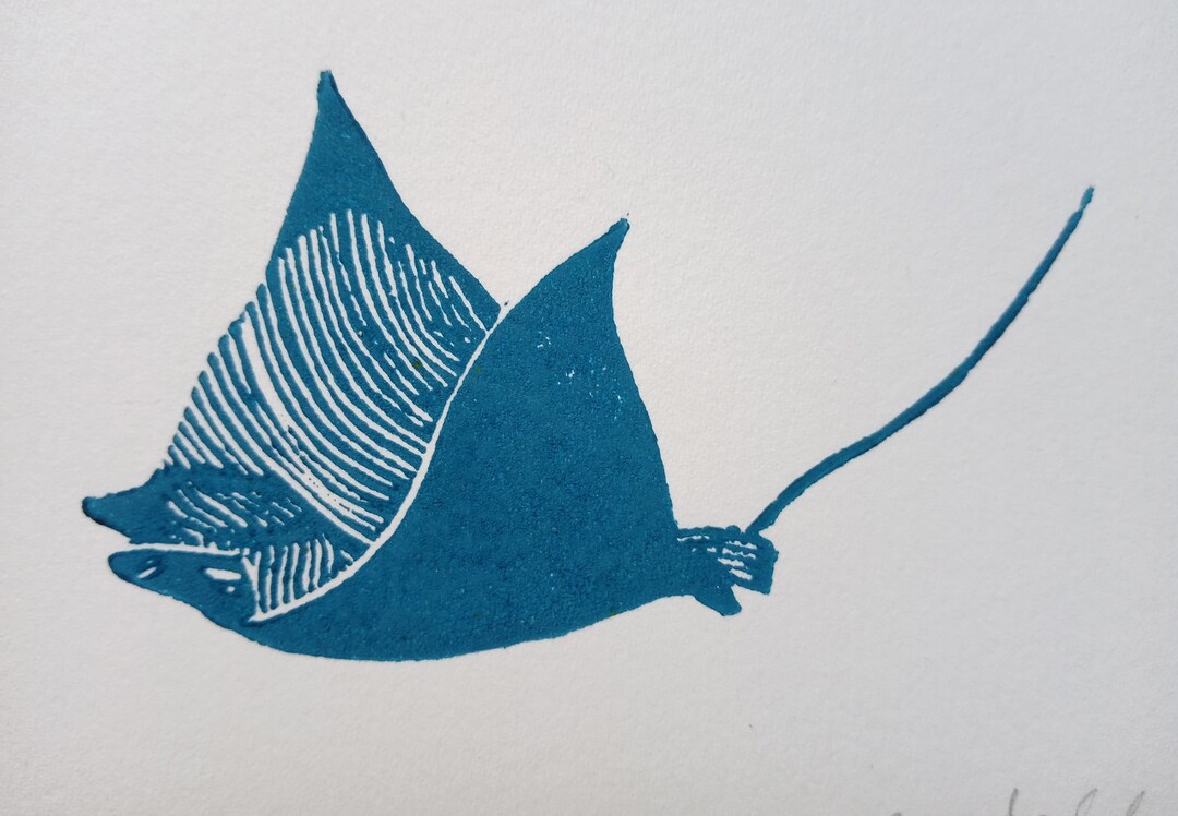 Rays- Lot, Linocut, Original Art Print, Marine Art, Limited Edition ...