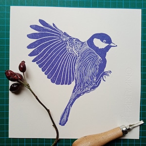 Linocut Bird, Original Art Print, Nature Art, Ornithological ...