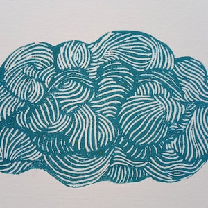 Linocut Cloud - Original Art Print, Nature Wall Art, Limited Edition ...